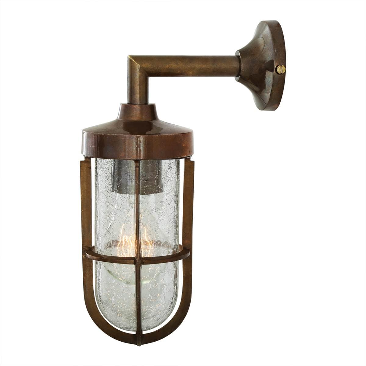 Cladach Brass Well Glass Wall Light IP65 - Fisherman's Lights UK